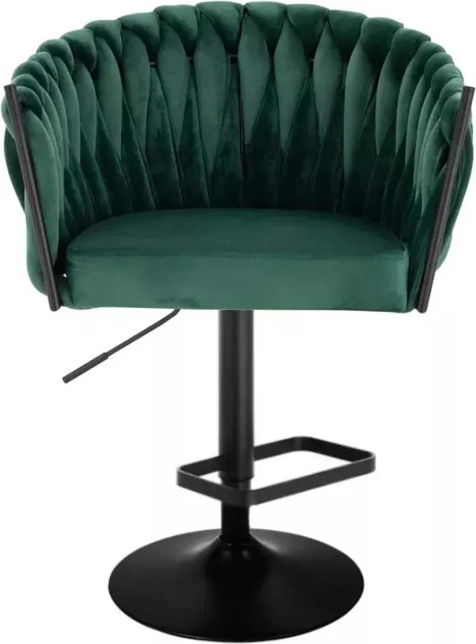 LuxuryForm DESIGN Barová židle NORDEN VELUR na černé kulaté podstavě - zelená