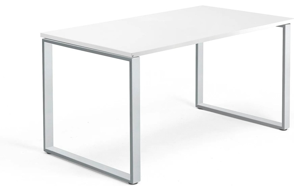 AJ Produkty Psací stůl MODULUS, O-podnož, 1400x800 mm, stříbrný rám, bílá