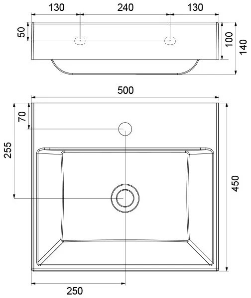 Ravak XJO01250000 - Závěsné umyvadlo NATURAL 50x45 cm litý mramor/bílá