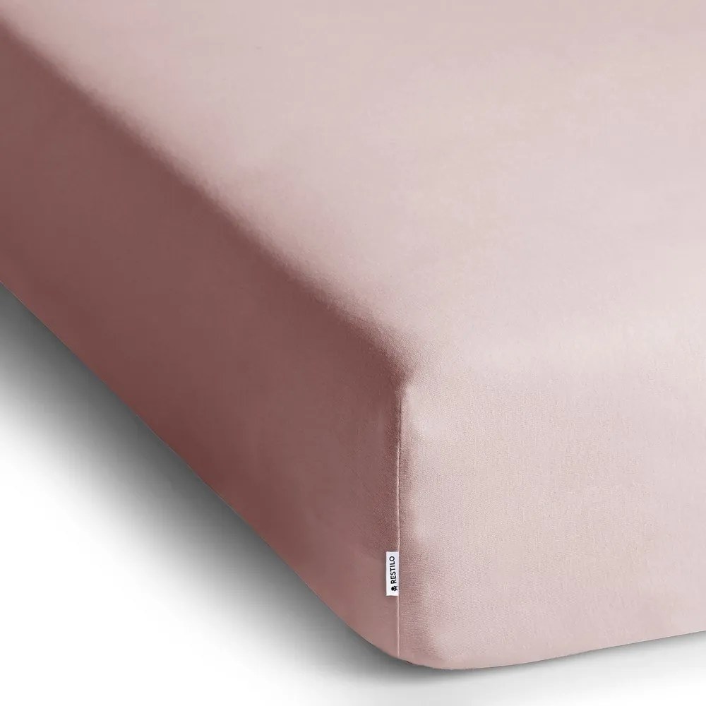 Světle růžové napínací prostěradlo jersey 160x200 cm Amber – Restilo