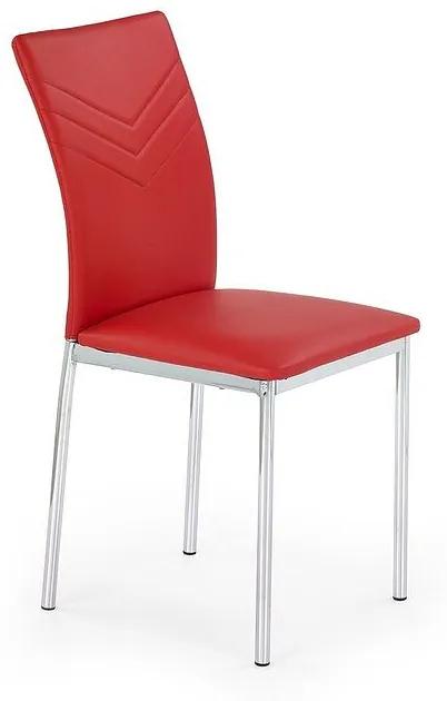 Jídelní židle Haniel 4 - červená, chromovaná ocel + ekokůže, červená