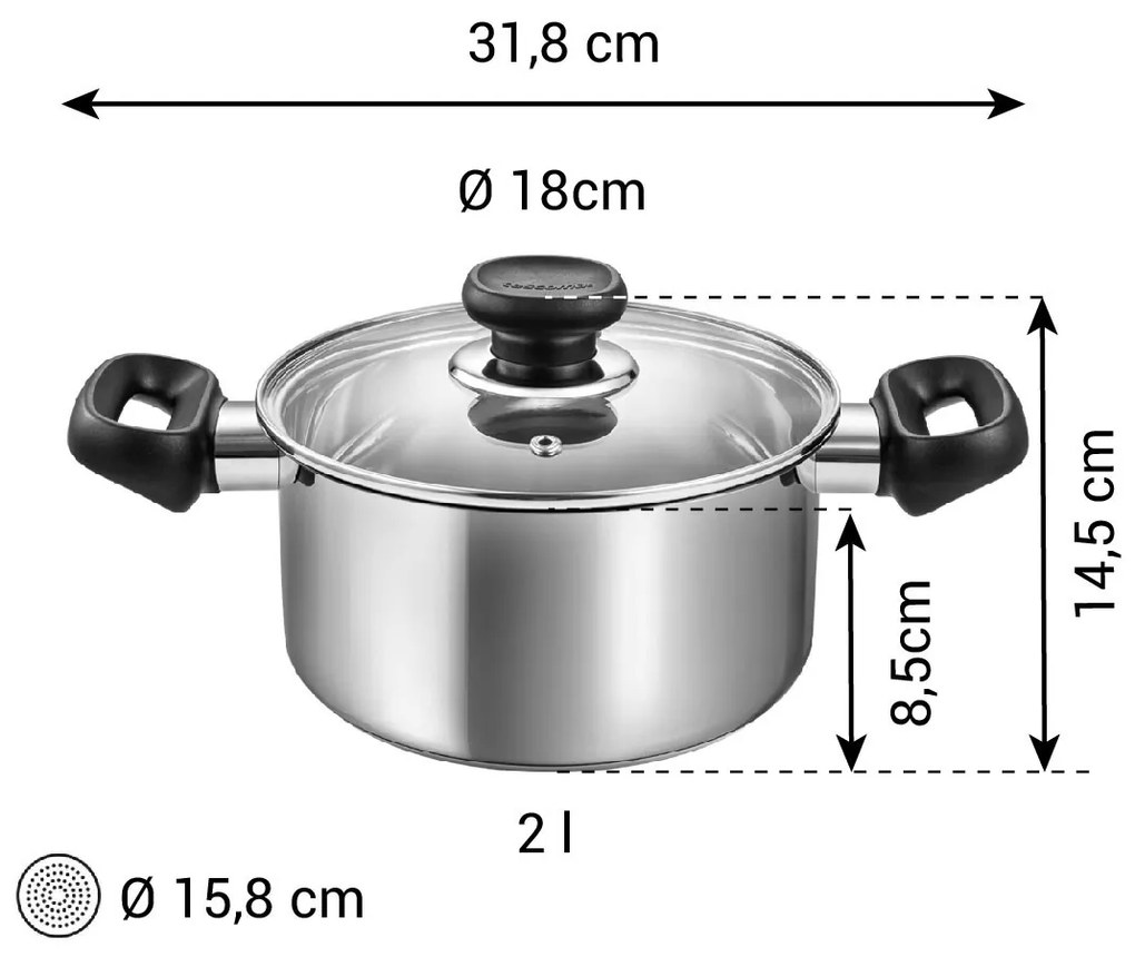 TESCOMA Kastrol BRAVA s poklicí ø 18 cm, 2,0 l
