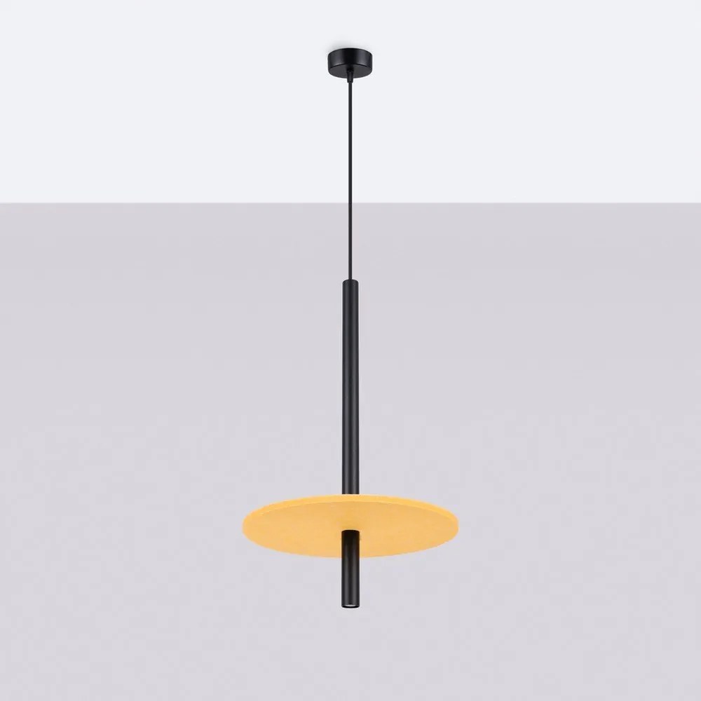 Žluté/béžové kovové závěsné svítidlo ø 30 cm Rilu – Sollux