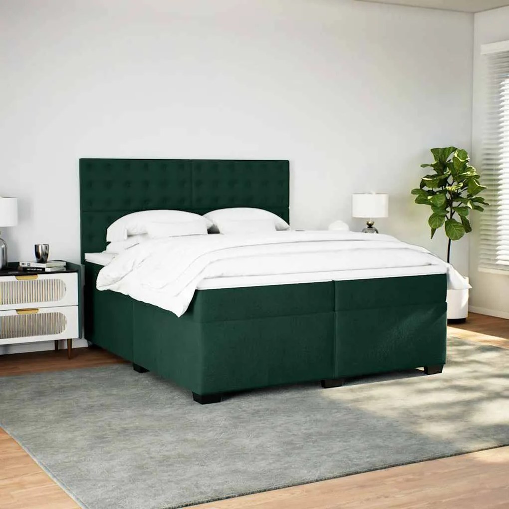 Box spring postel s matrací tmavě zelená 200x200 cm samet 3293317