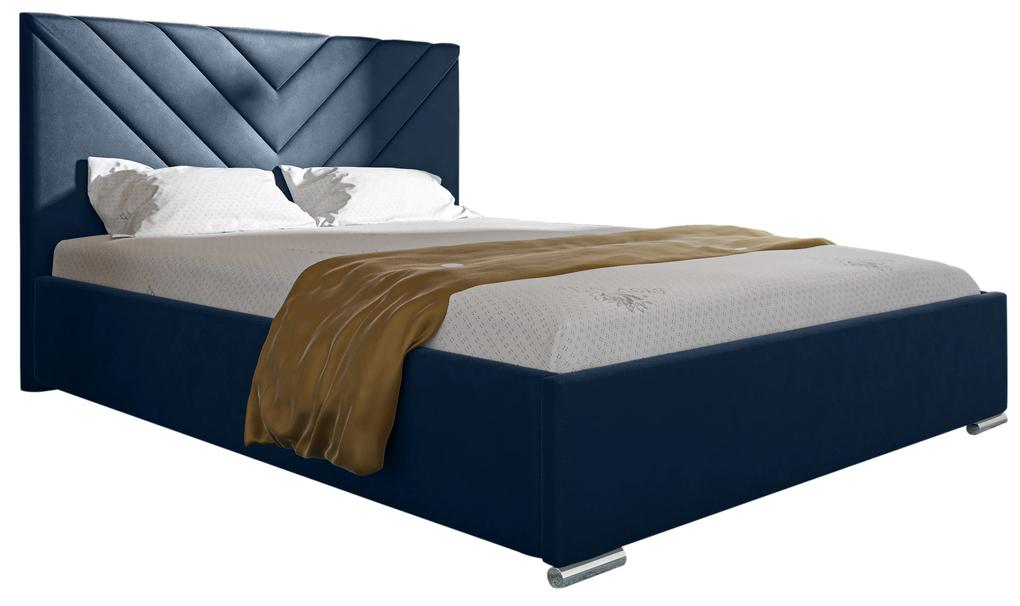 Eka Čalouněná postel MERKURY - Kronos 160x200 cm Barva látky: Tmavá modrá (09), Úložný prostor: Bez úložného prostoru