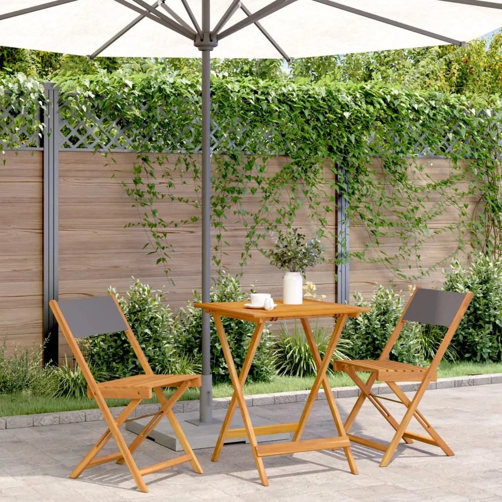 3dílný bistro set antracitový textil a masivní dřevo 3281761