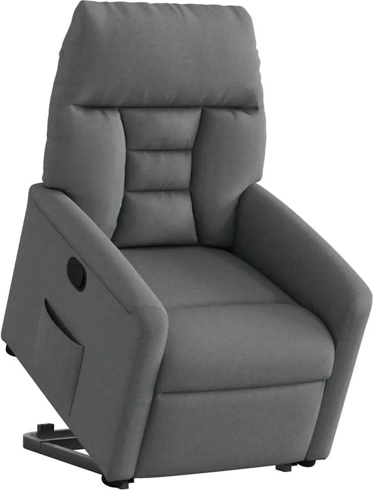 Zvedací polohovací křeslo tmavě šedé textil 3303033
