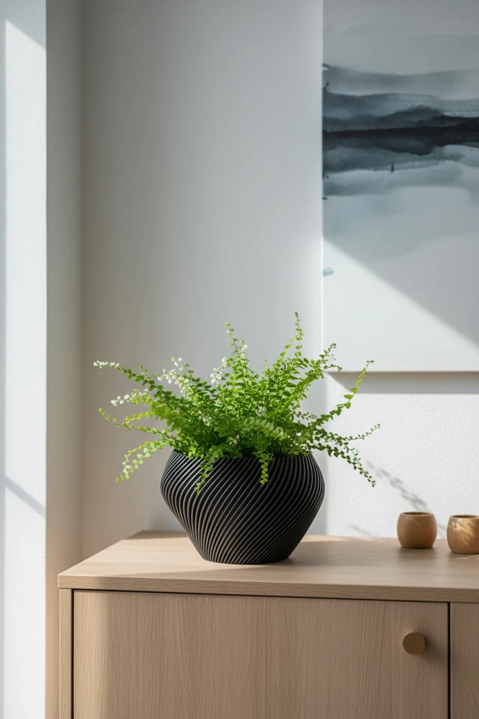 KVĚTINÁČ TORACE - S jedinečným designem, antracit-matný