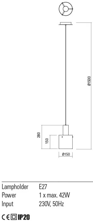 Redo Závěsné svítidlo Lou, ø15cm