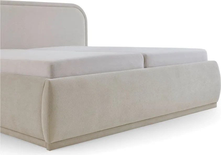 Krémová čalouněná dvoulůžková postel s úložným prostorem s roštem 160x200 cm Soma – Meise Möbel