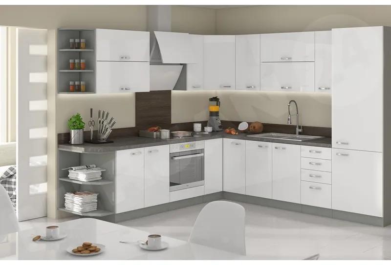 Kuchyně Multiline I, Barva: šedá / bílý lesk, Dřez: ano, Příborník: ano, Pracovní deska do kuchyně: bez pracovní desky