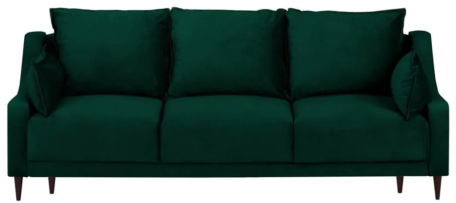 Tmavě zelená sametová rozkládací pohovka s úložným prostorem Mazzini Sofas Freesia, 215 cm