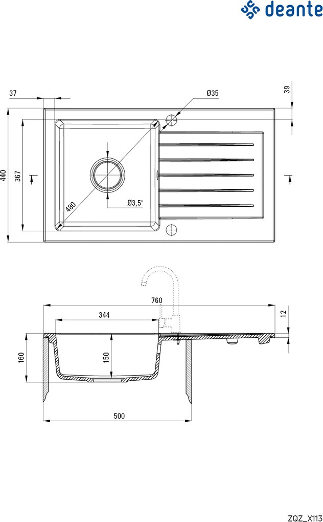 Deante Dřez Zorba s odkapávačem, granit - ZQZ 5113 béžový
