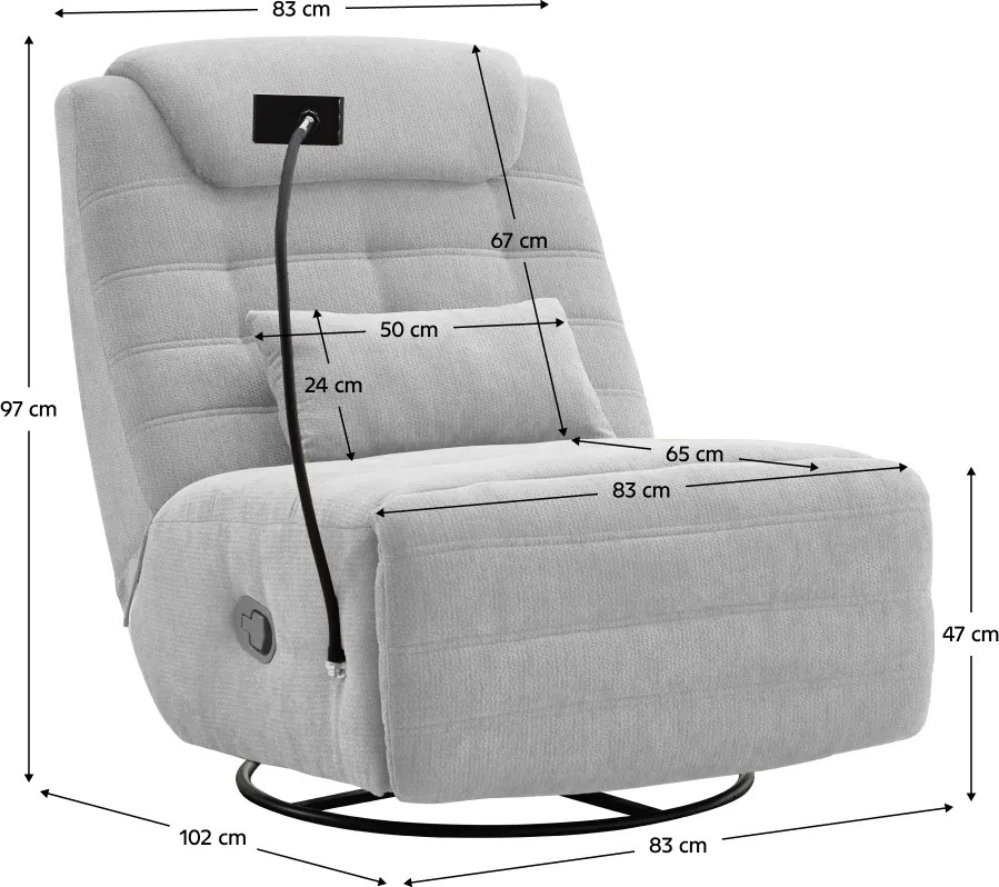 Luxusní otočné křeslo, houpací, světle šedá, UMBRO
