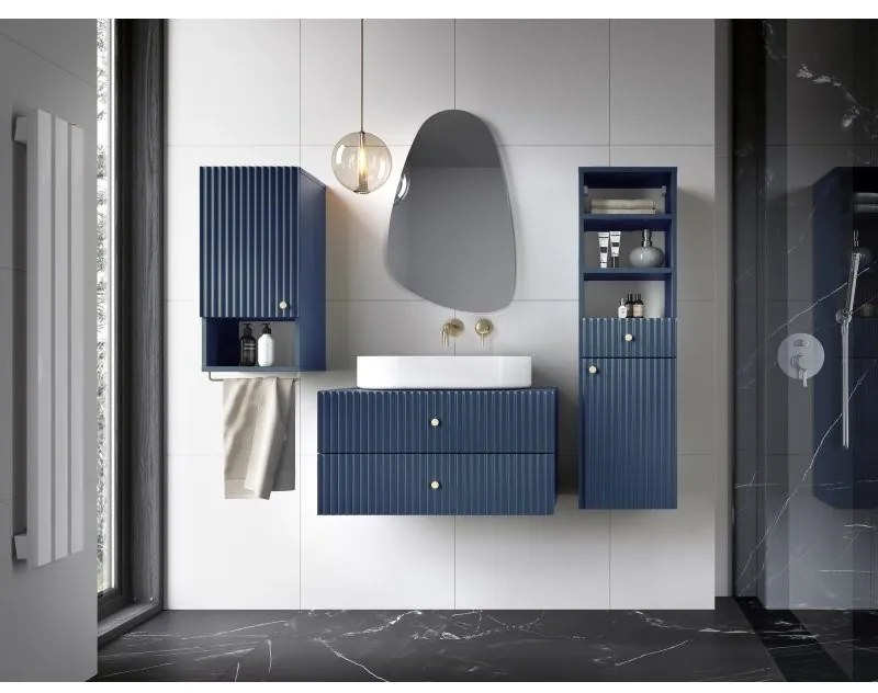 Závěsná koupelnová skříňka Lore 73 cm tmavě modrá