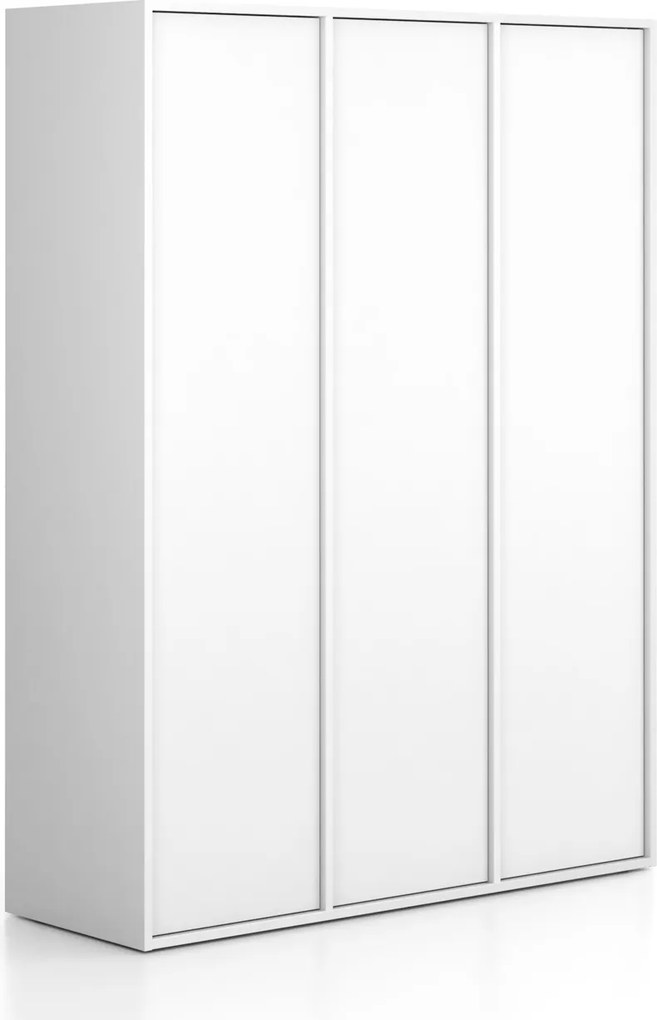Kancelářská skříň FRAME, 3x dveře, 1299 x 450 x 1735 mm, PUSH-lock, bílá