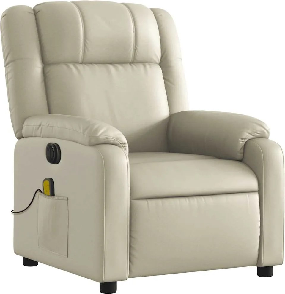 Elektrické masážní polohovací křeslo krémové umělá kůže 3205144
