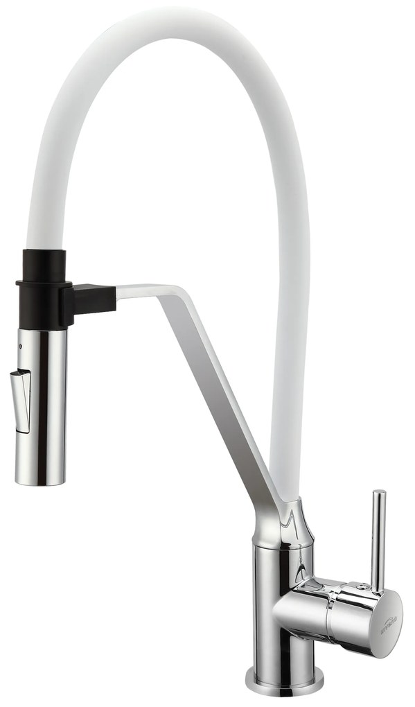 Invena Terra, kuchyňská baterie s elastickým ramenem, bílá-chromová, INV-BZ-54-L02-D