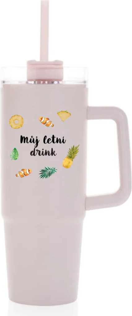 Personalizovaná cestovní termoska s průhledným víčkem s letním mixem