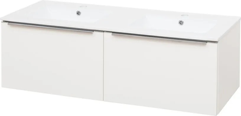 Mereo Mereo, Mailo, koupelnová skříňka s keramickým umyvadlem 121 cm, bílá, dub, antracit, CN518
