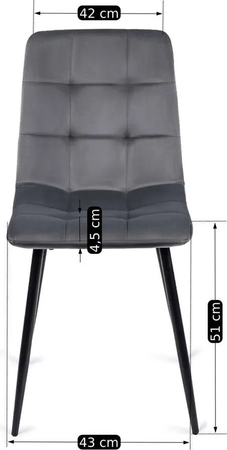 Jídelní židle Daron Velvet, šedá