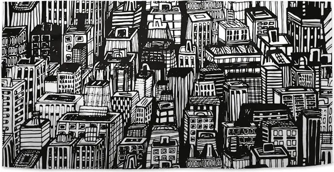 Sablio Ručník Kreslené mrakodrapy - 70x140 cm