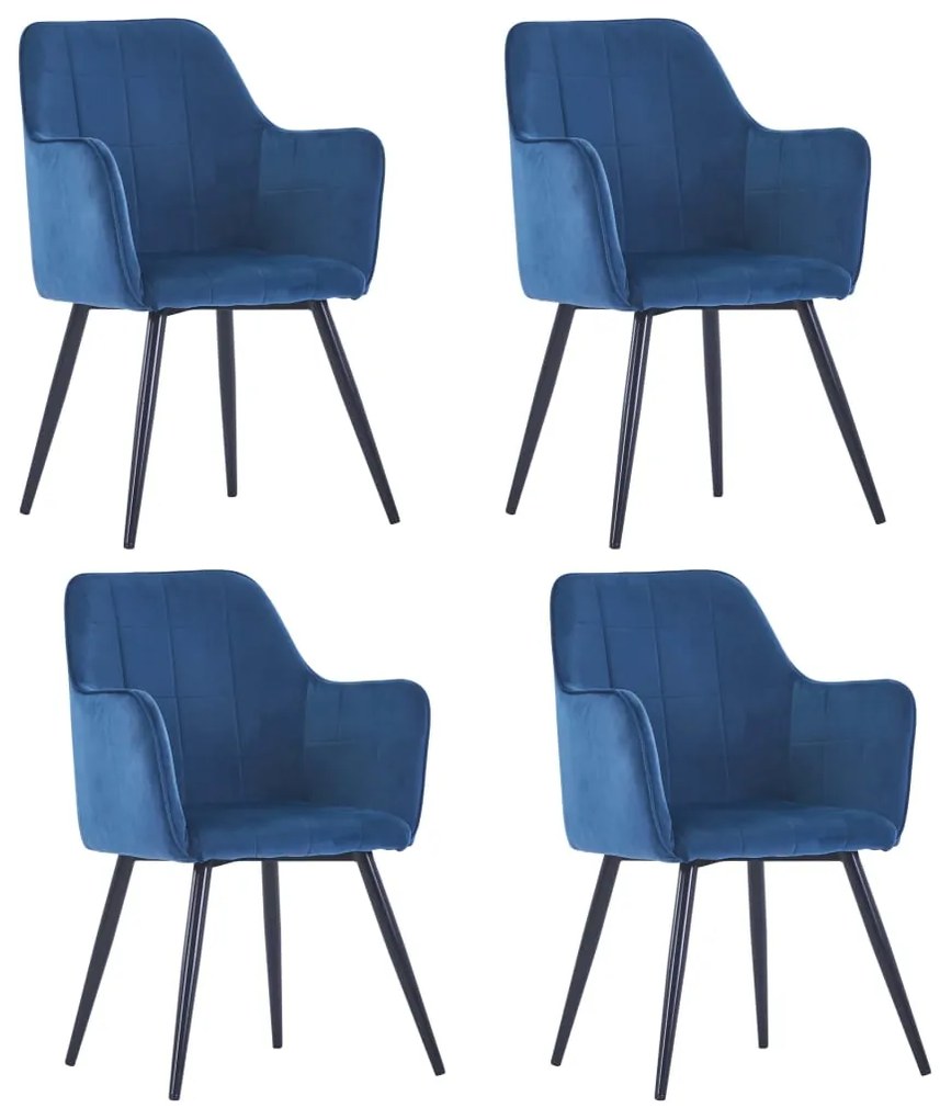 3054638 vidaXL Jídelní židle 4 ks modré samet