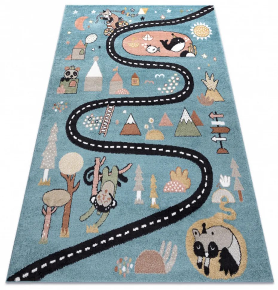 Dětský kusový koberec Cesta z města modrý, Velikosti 80x150cm