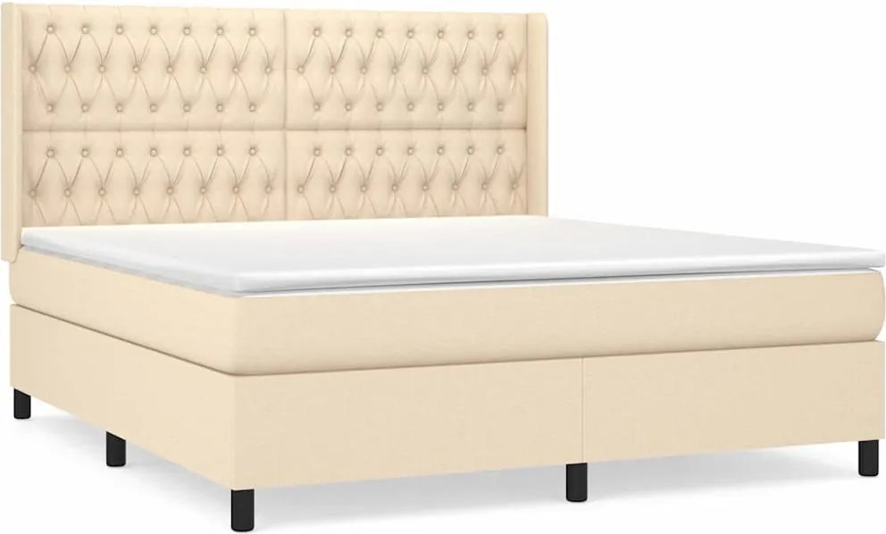 Box spring postel s matrací krémová 180x200 cm textil 3131694