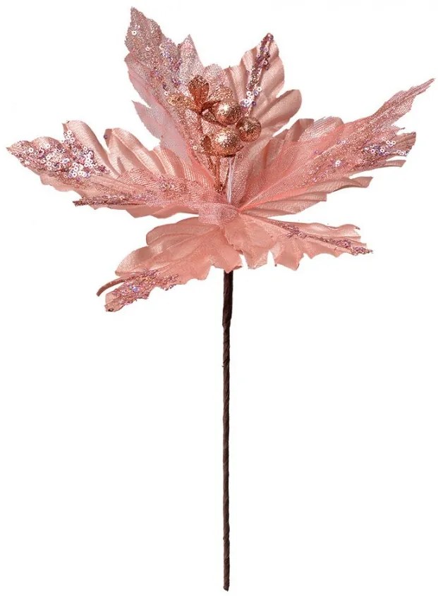 Růžová umělá rostlina vánoční hvězda Poinsettia - Ø 25*38 cm