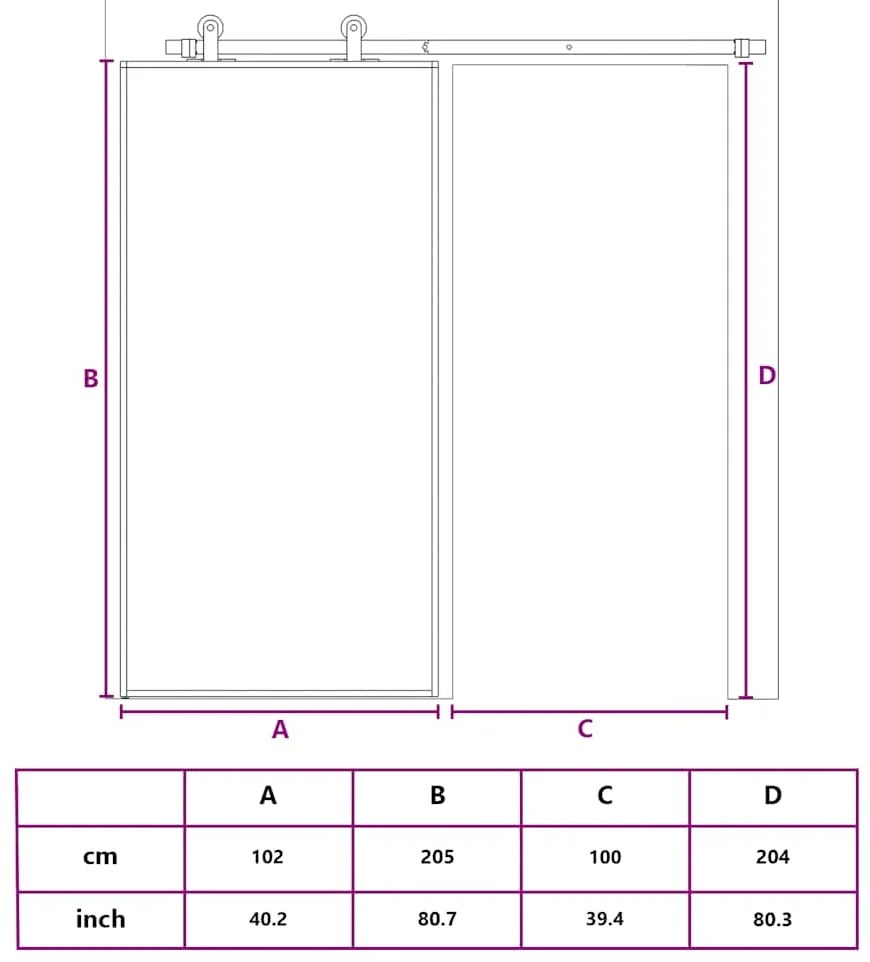 vidaXL Marketos Posuvné dveře ESG sklo a hliník 102 x 205 cm černé