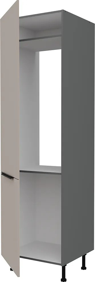 ARIA ta | vysoká skříňka 60 LO-215 2F na vestavnou lednici | 60 cm | ANTI FINGERPRINT povrch | antracit/béžová