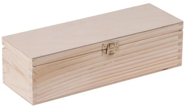 FK Dřevěná krabička na čaj s přihrádkami, se zámkem - 28x9x6 cm, Přírodní
