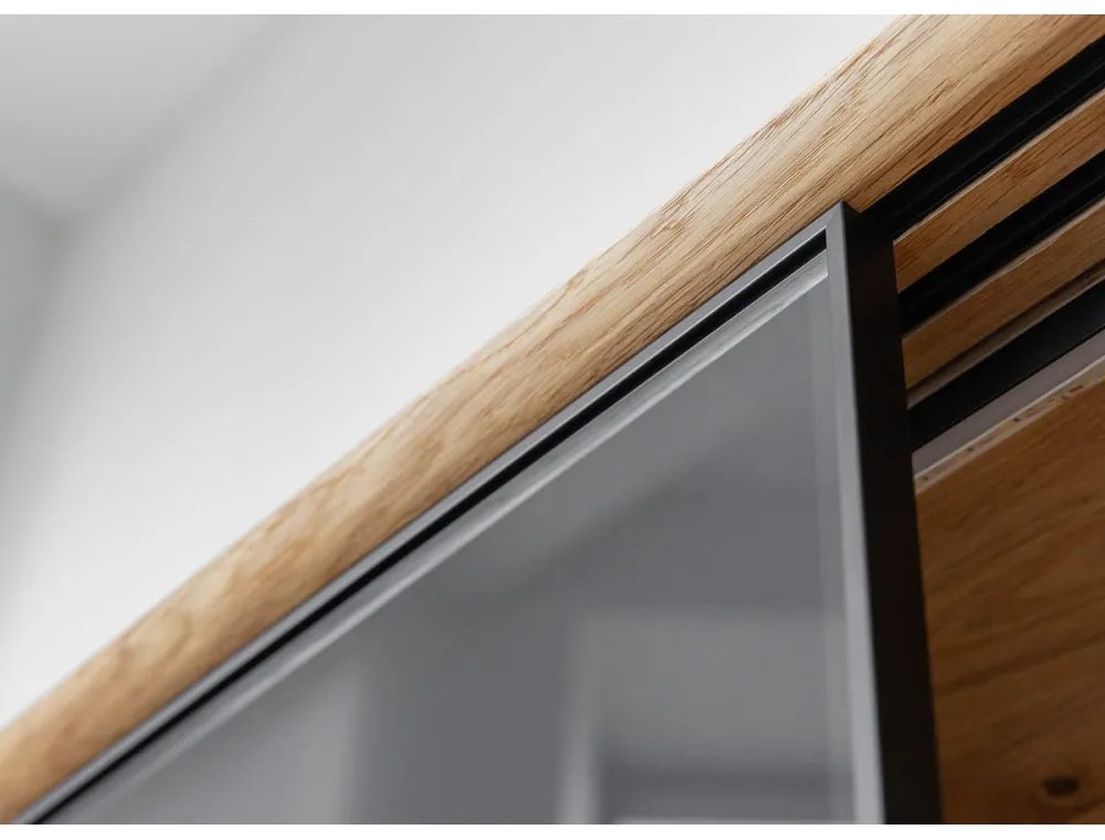 Massive home | Komoda s barem sklo, dub, barva přírodní dub, kolekce Modern Loft