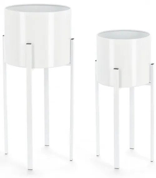 BIZZOTTO set 2 kovových květináčů ESTER bílý 0741482