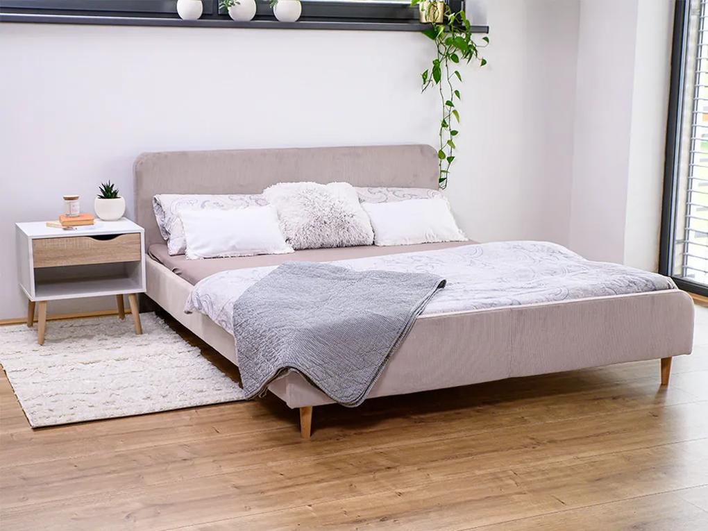 Růžová manšestrová postel AMELIA FJORD 160 x 200 cm
