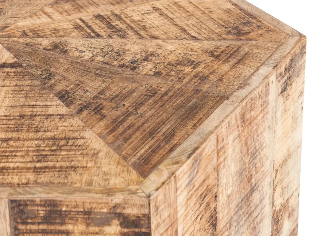 furniture-nabytek.cz - Sada 3 masivních konferenčních stolků Carino Mango, lakovaná, přírodní, šestihranná