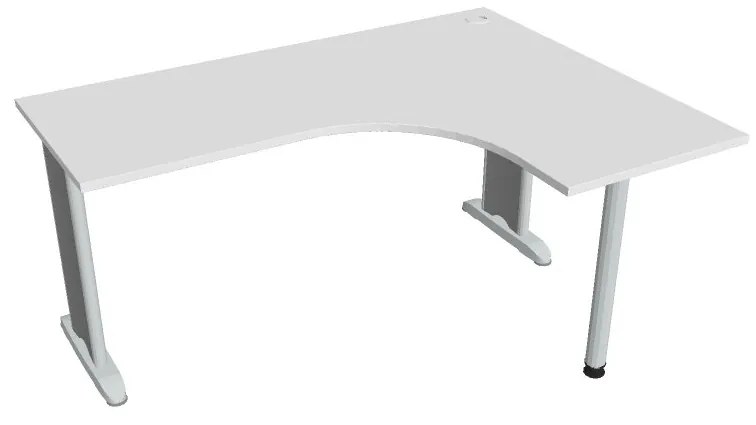 Stůl ergo oblouk levý 160×120 cm - Hobis Flex FE 60 L Dekor stolové desky: bílá, Barva nohou: Stříbrná