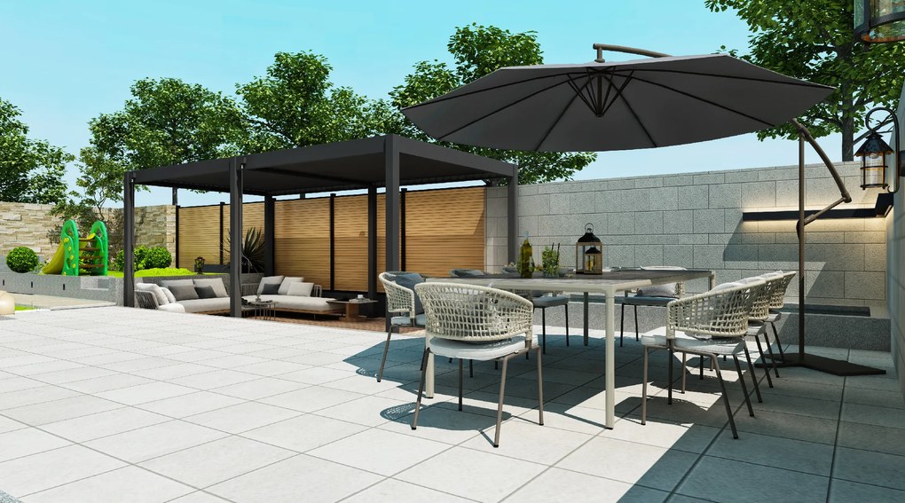 Outdoor Creations Hliníková pergola s lamelami HORIZON PRIME 400x600cm 6 stojek Barva: Antracit RAL 7015