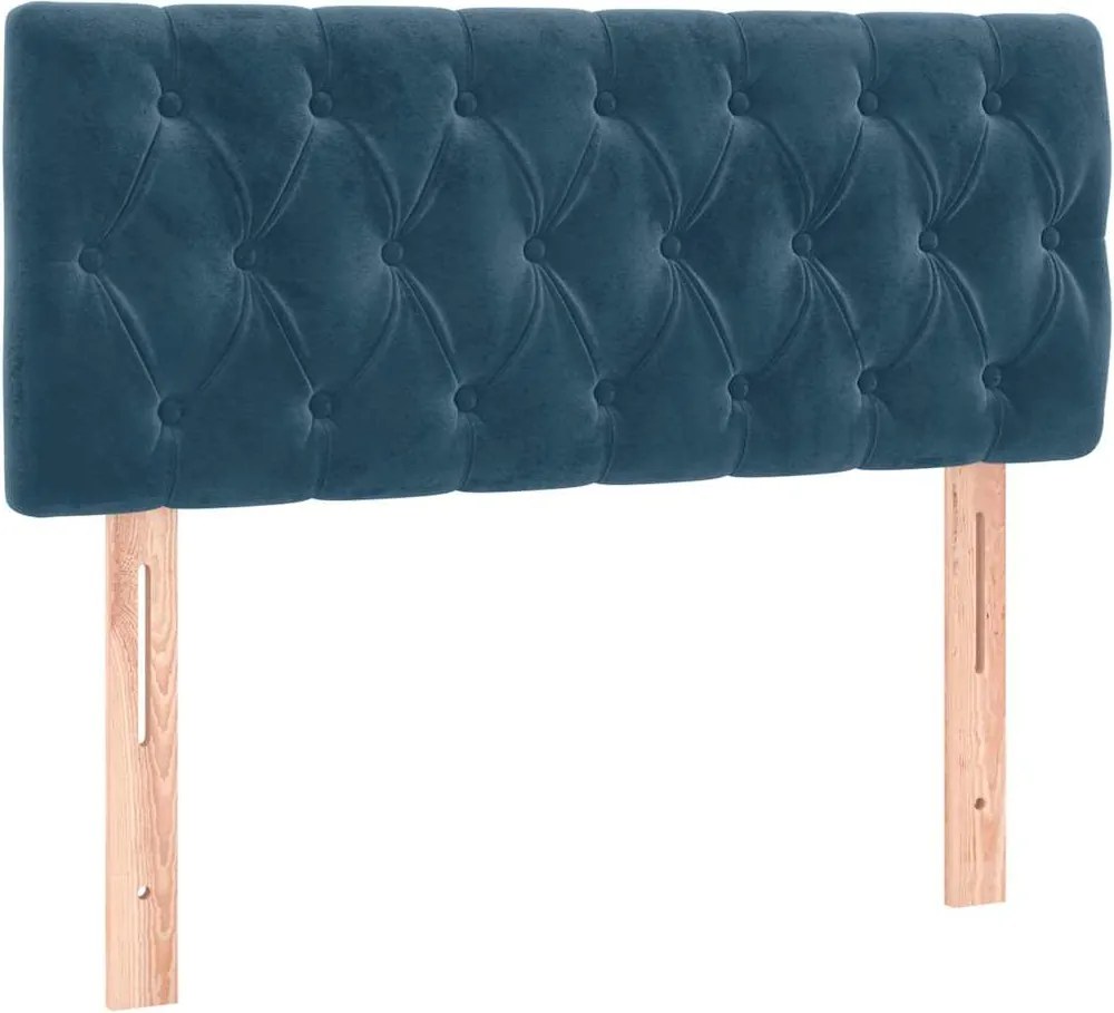 Box spring postel s matrací a LED tmavě modrá 100x200 cm samet 3134571