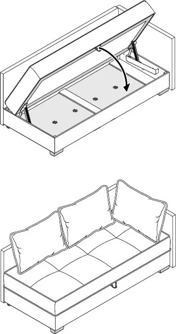 Pohovka s úložným prostorem Donna, kouřově šedá látka