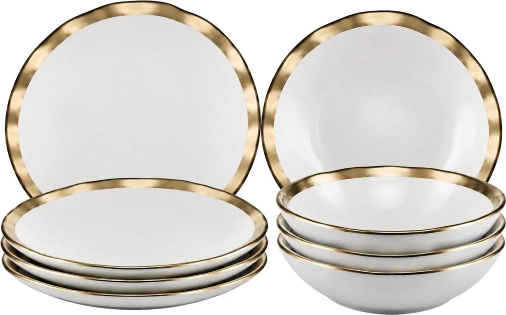 Keramická sada talířů Lissa White Gold 8ks