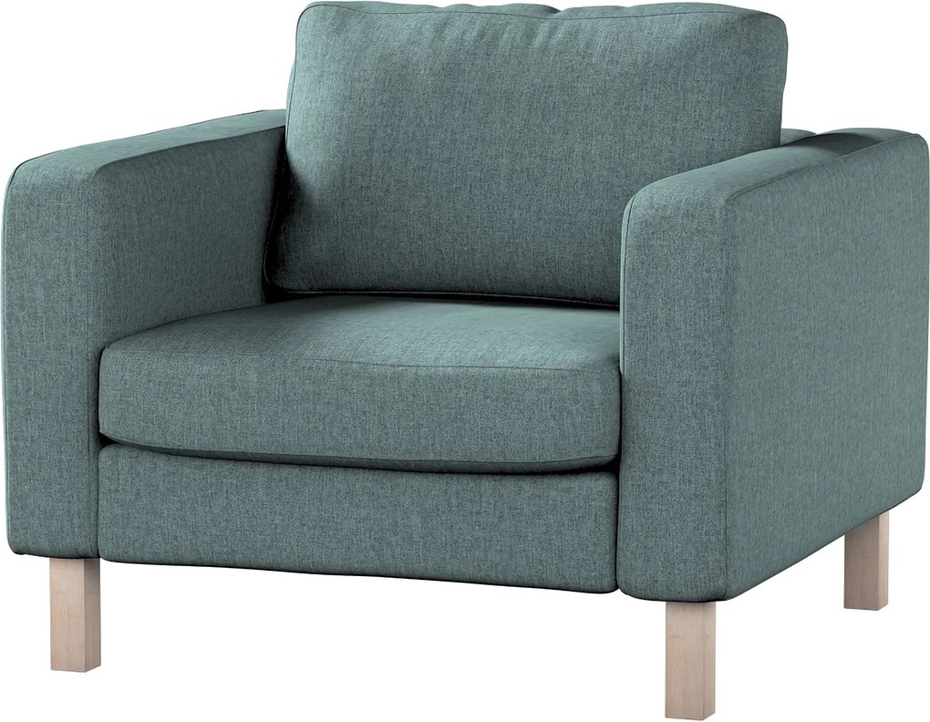 Potah na křeslo IKEA Karlstad, krátký barva modrá látka pletený vzor