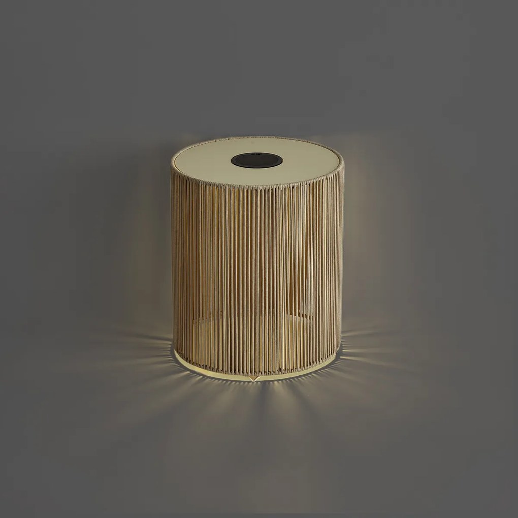 Moderní venkovní stolní lampa béžová vč. LED dobíjecí a solární IP54 - Rope