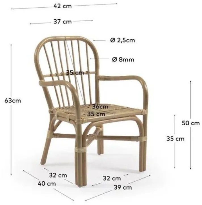 Ratanová dětská židle Kave Home Marzieh