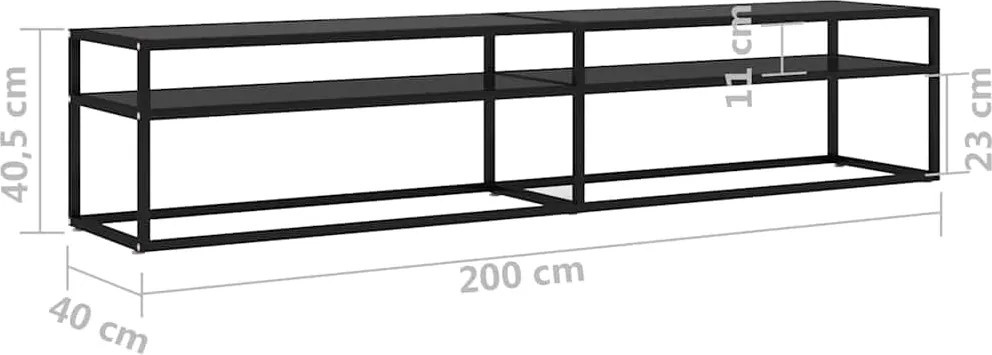 TV stolek černý 200 x 40 x 40,5 cm tvrzené sklo 331727