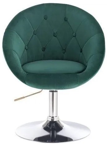 LuxuryForm DESIGN Otočné křeslo VERA VELUR na stříbrném talíři - zelené