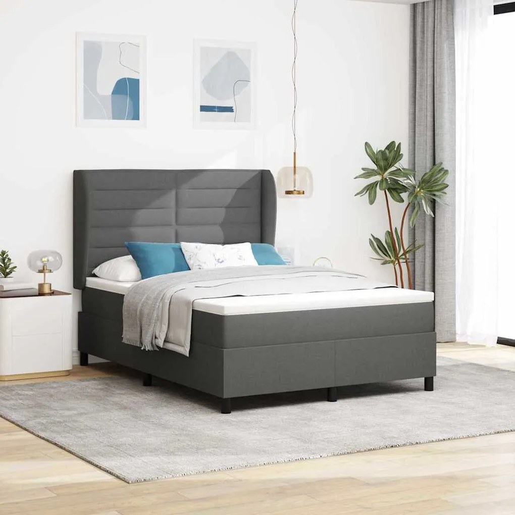 Postel s boxspringem s matrací Tmavě šedá 140 x 200 cm textil 3340502
