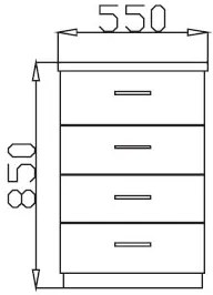 Komoda K0 - dub Moření: D72, Úchyty: Úchyt - kód 12191, Typ pojezdu: Soft close/tip on