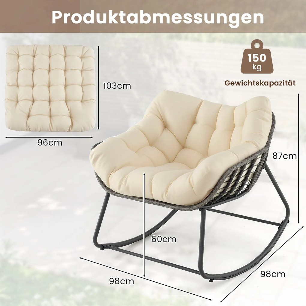 Costway Venkovní houpací křeslo Oversized Patio PE proutěné křeslo s vejci